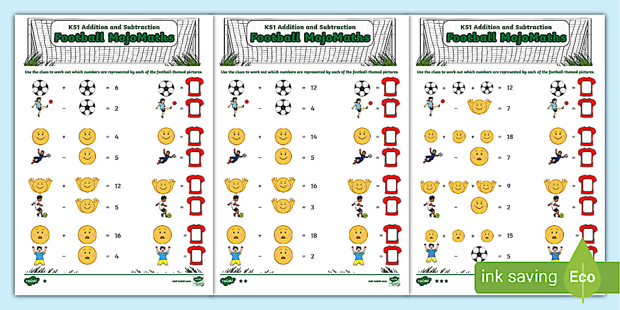 👉 KS1 Addition and Subtraction MojiMaths Football Activity