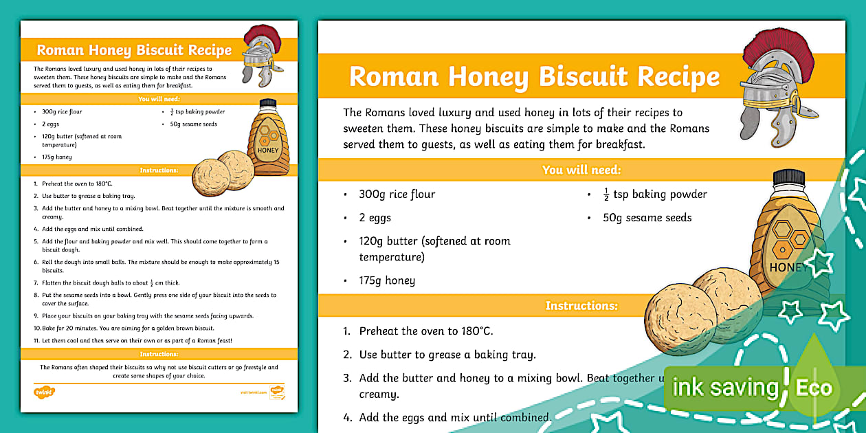 Roman Honey Biscuits Recipe (Ages 5 - 11) (teacher made)