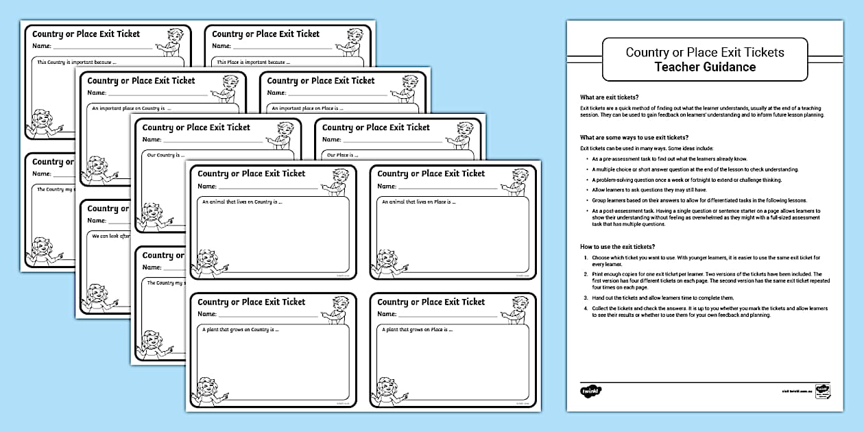Country or Place Exit Tickets (teacher made) - Twinkl