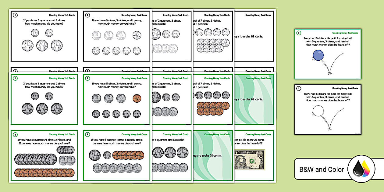 Printable PDF Money Task Cards for Students | Twinkl USA