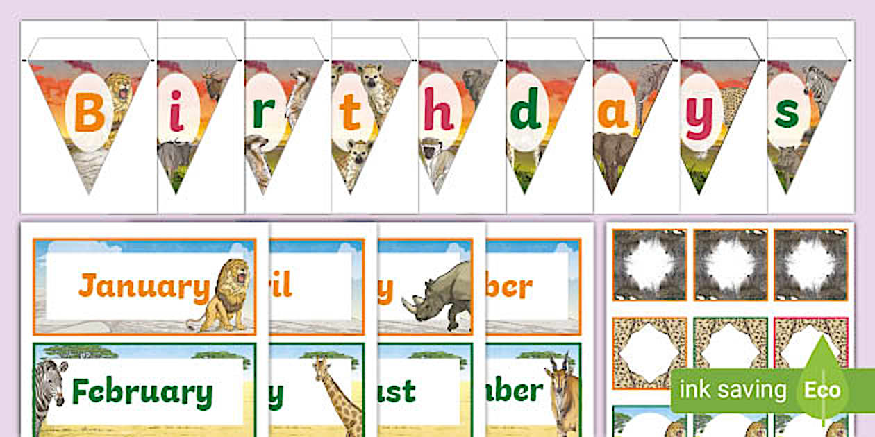 Birthday Chart For Classroom | South African Animal Display