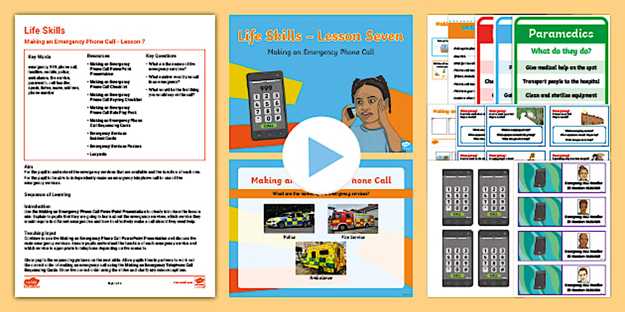 Life Skills Lesson 7- Making an Emergency Phone Call Lesson Pack