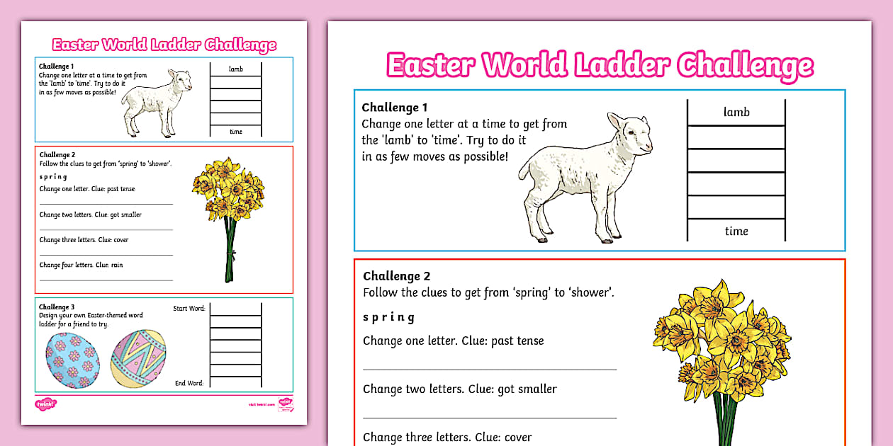 Easter Word Ladder Game Challenge Activity (teacher made)