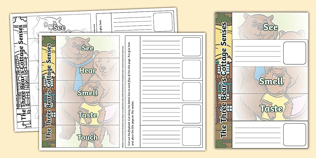 The Three Bear's Cottage Senses Flapbook Activity - Twinkl