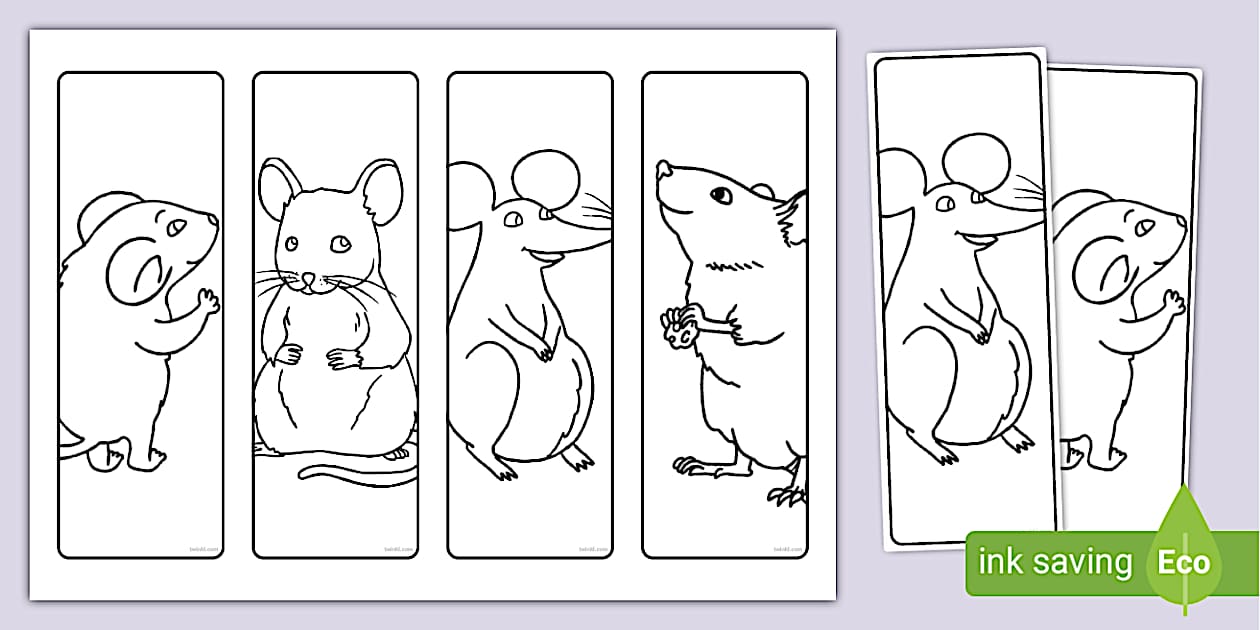 Mouse Colouring Bookmarks (Hecho por educadores) - Twinkl