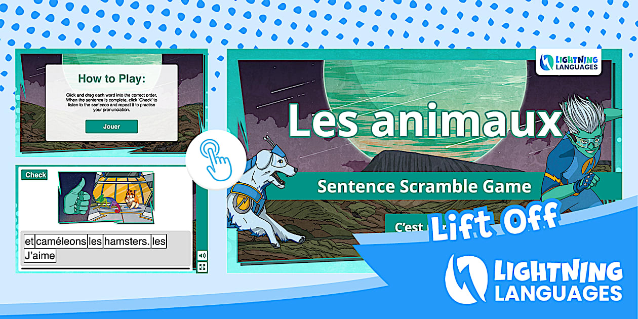 👉 Lightning Languages | French Pets Sentence Scramble Game