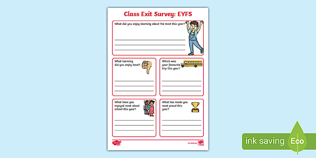 Pupil Voice Reception Class Exit Survey (teacher made)