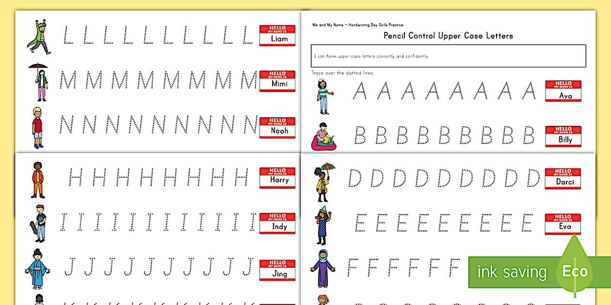 Me and My Name Capital Letters Pencil Control Worksheet / Worksheets