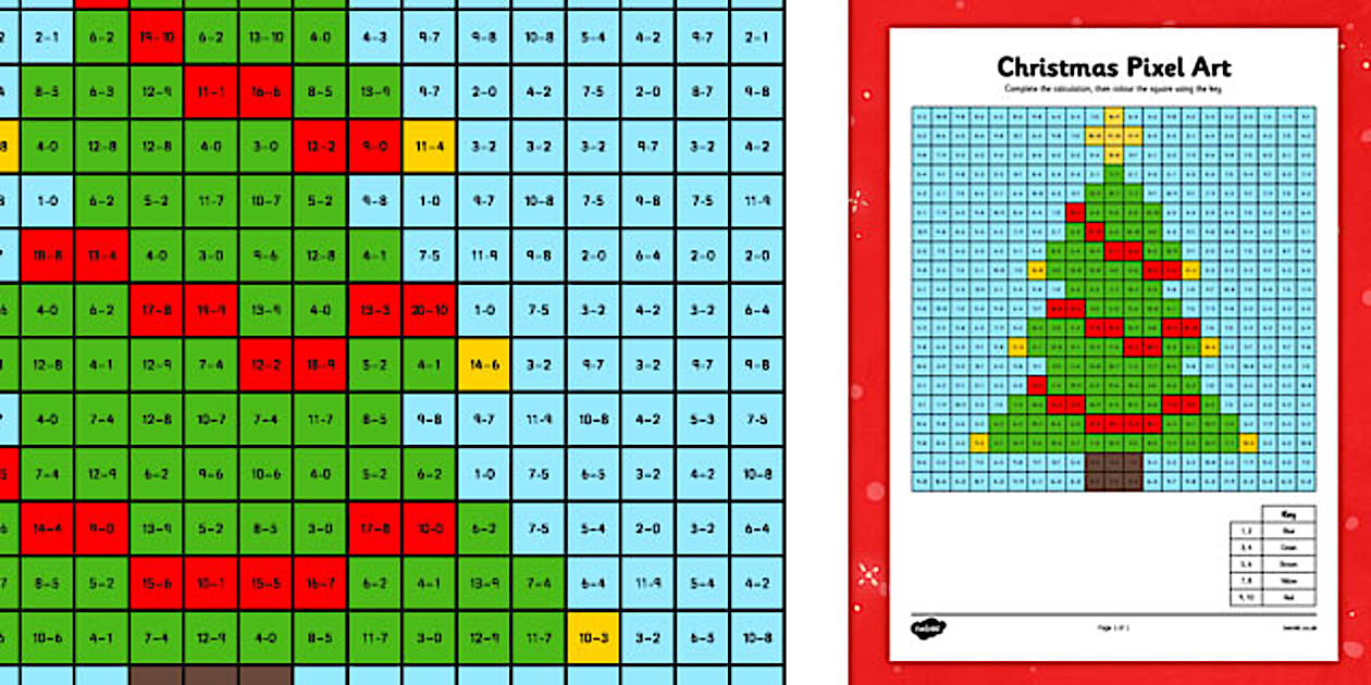 KS1 Christmas Pixel Art Colouring Pages | Teaching Resources
