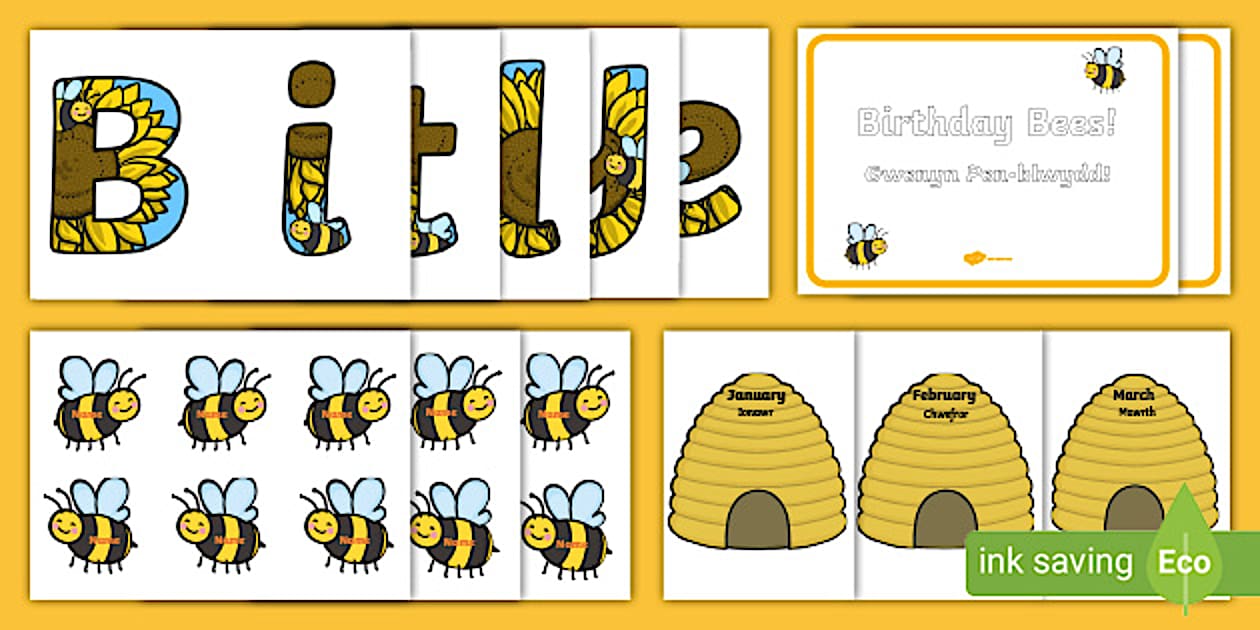 Birthday Bees Resource Pack - English/Welsh (teacher made)