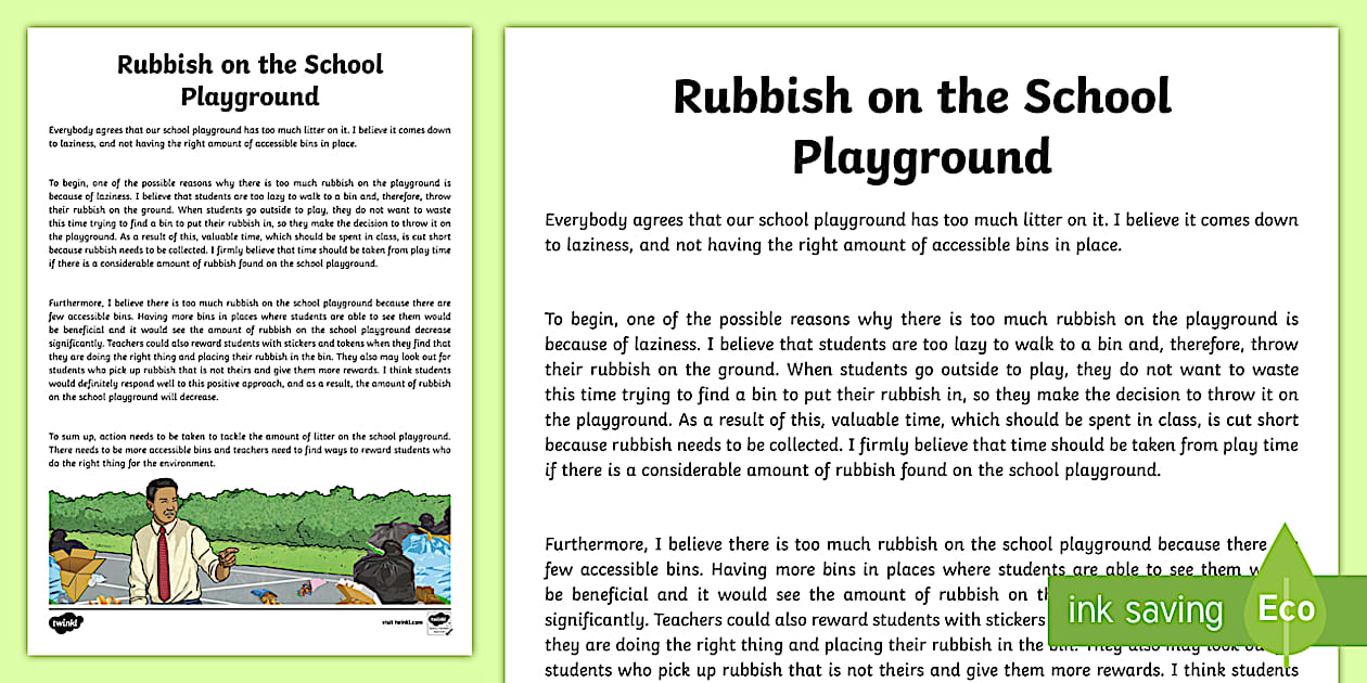 Editable There Is Too Much Rubbish on the School Playground Exposition ...