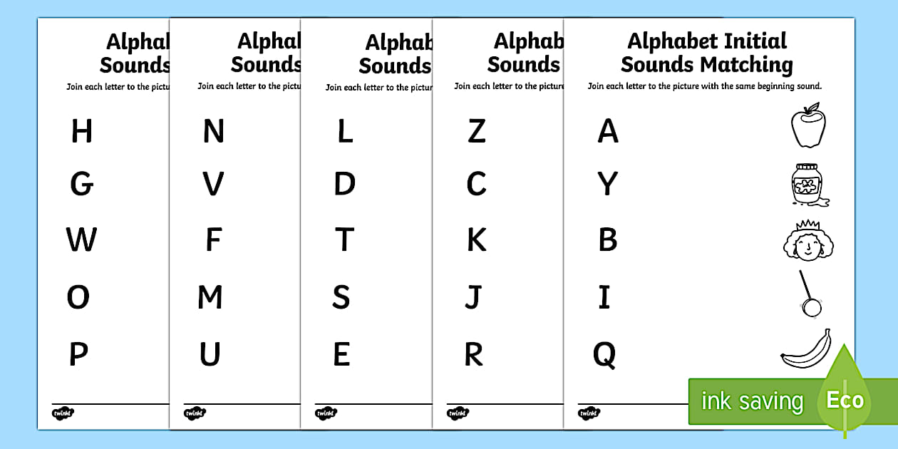 Alphabet Initial Sounds Matching Worksheet / Worksheets