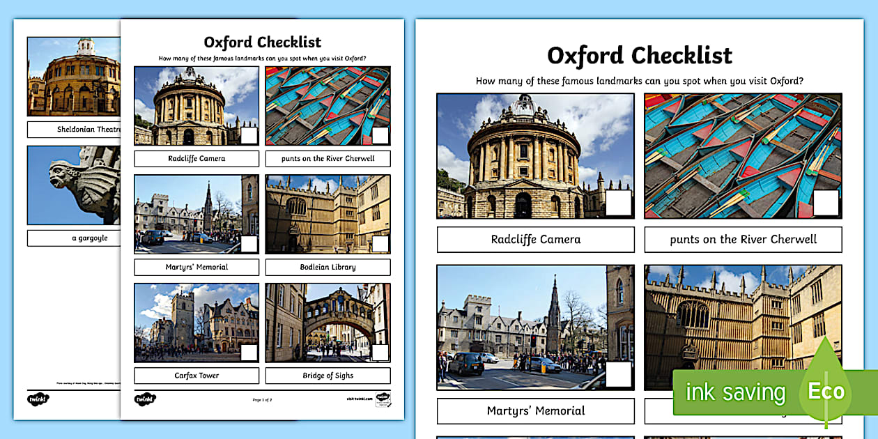 Oxford Checklist Worksheet / Worksheet (teacher made)