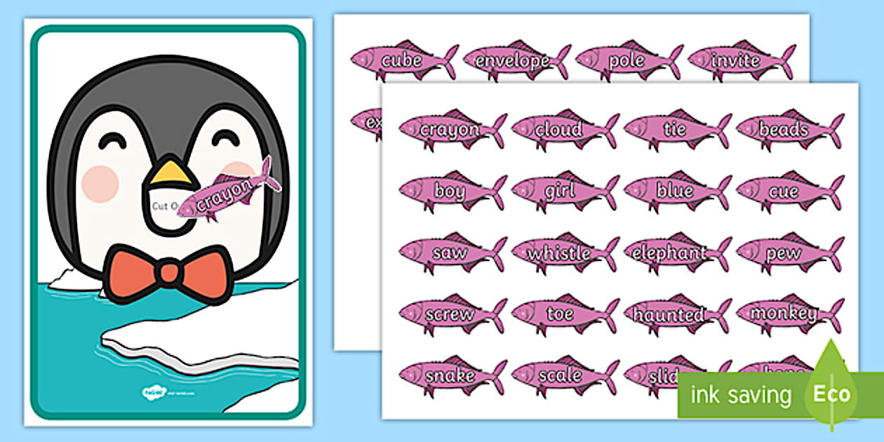 Editable Feed the Penguin Phase 5 Phonics Activity - Twinkl