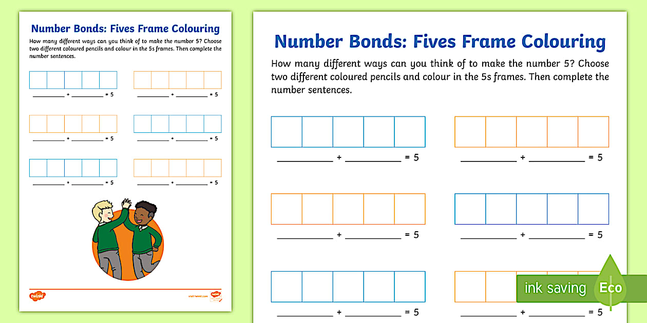 Number Bonds: Five-Frames Colouring (l'enseignant a fait)
