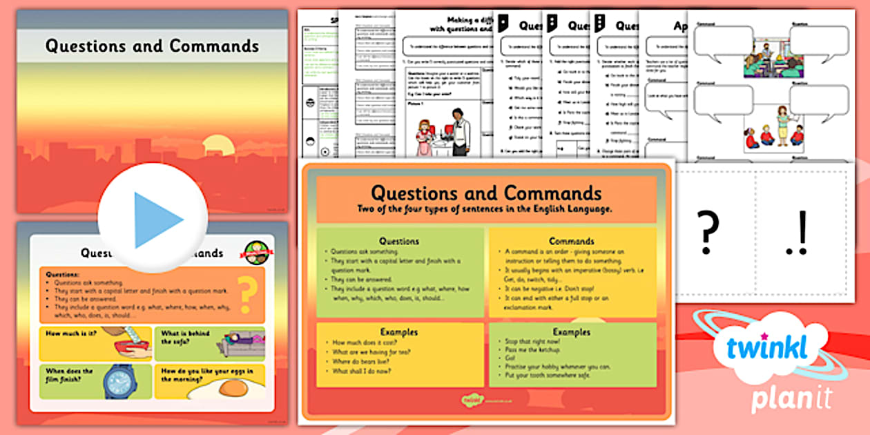 KS1 Identifying and Writing Questions and Commands - Twinkl