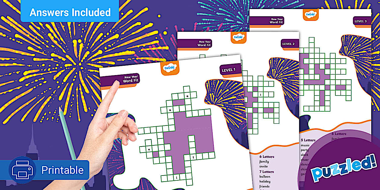New Year Word Fit Puzzle Pack | Twinkl Puzzled - Twinkl