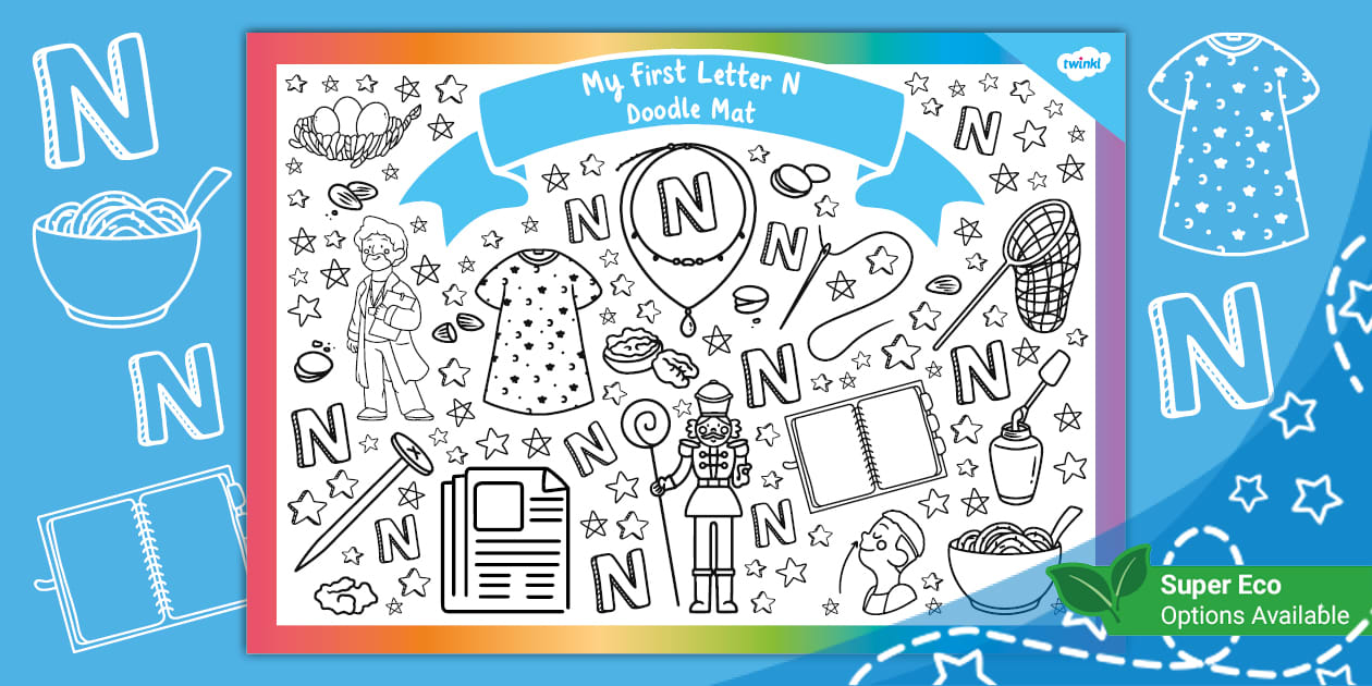 My First Letter N Doodle Mat (teacher made) - Twinkl