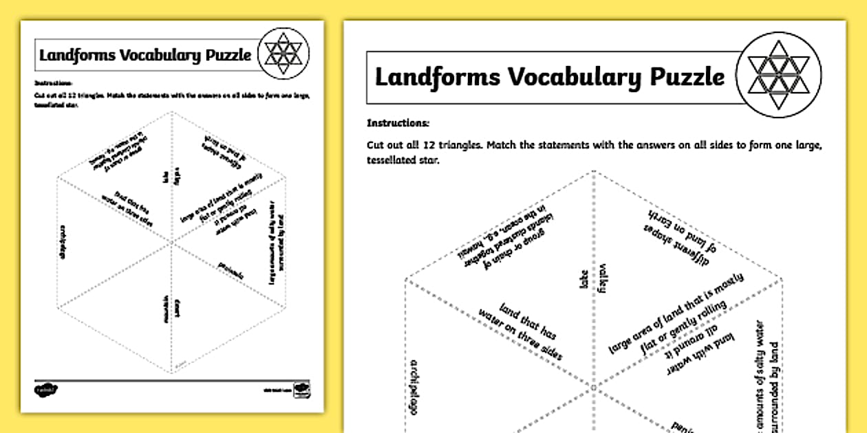 Landforms Vocabulary Puzzle (teacher made) - Twinkl
