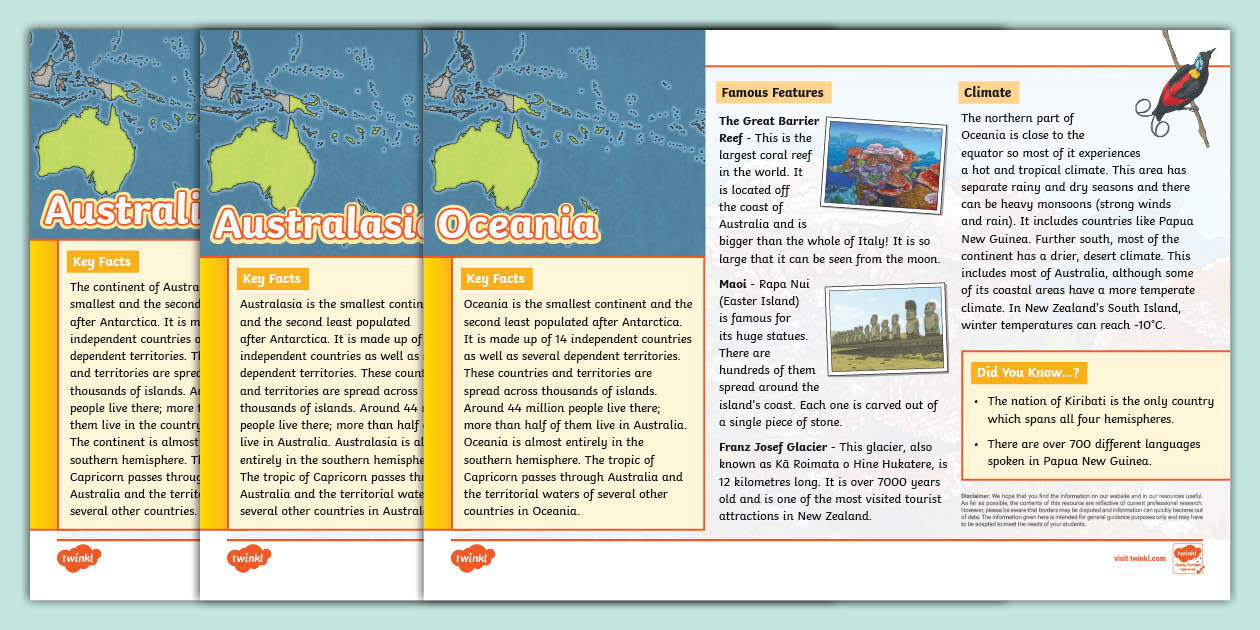 Oceania Fact File - Twinkl Geography Fact File - Twinkl