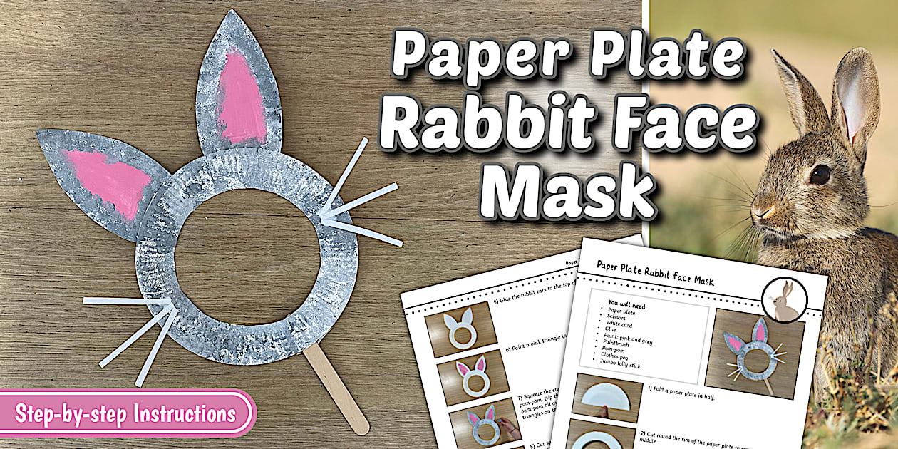 Paper Plate Rabbit Face Mask
