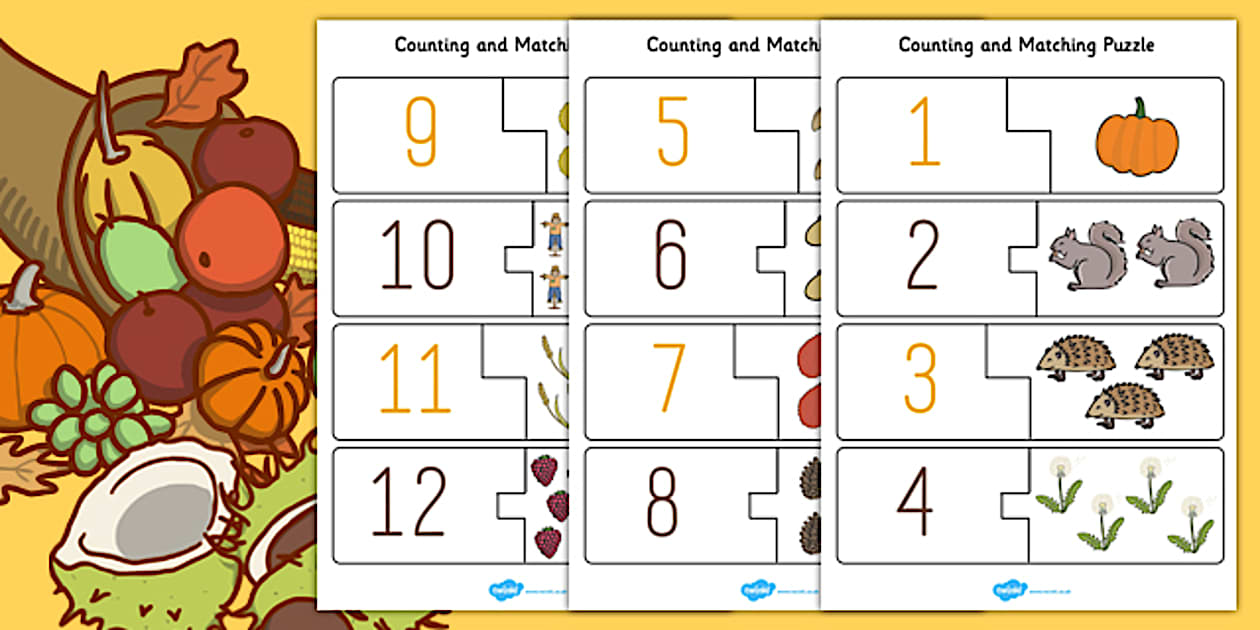 Autumn Themed Counting Puzzle (teacher made) - Twinkl