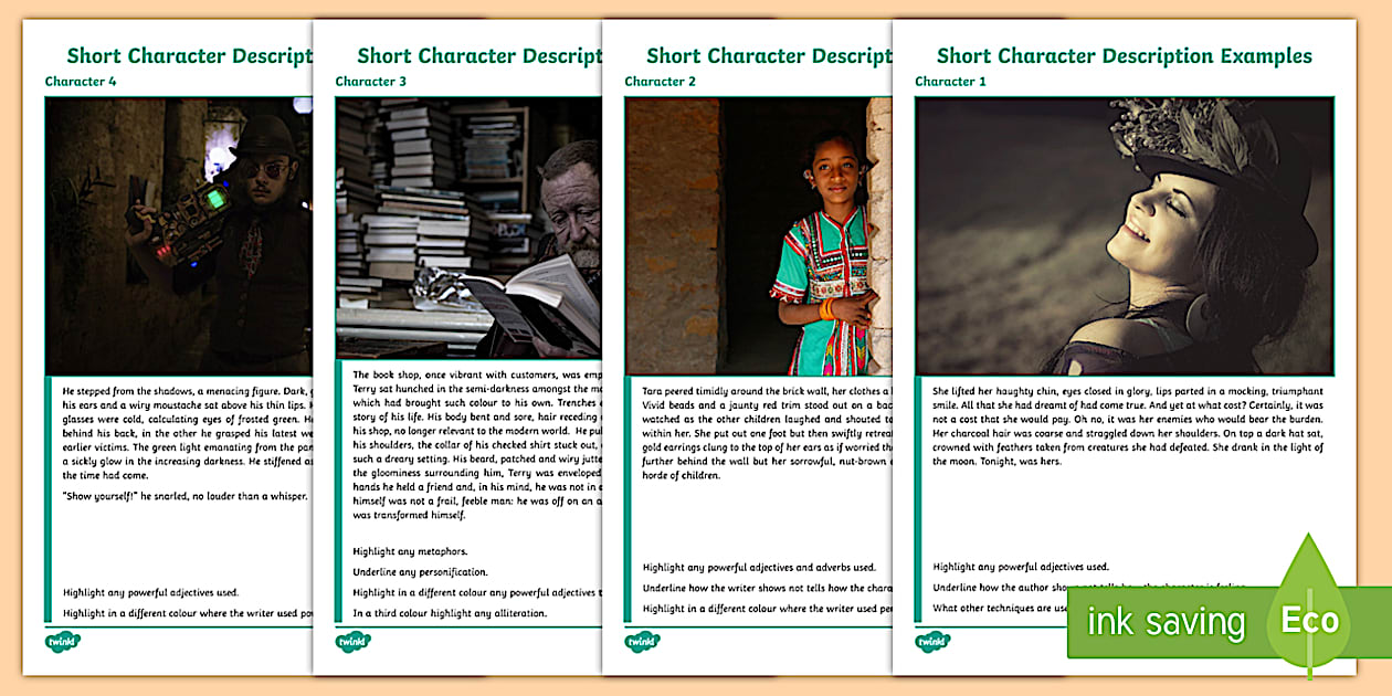 Show Not Tell Character Description Examples - CfE Resource