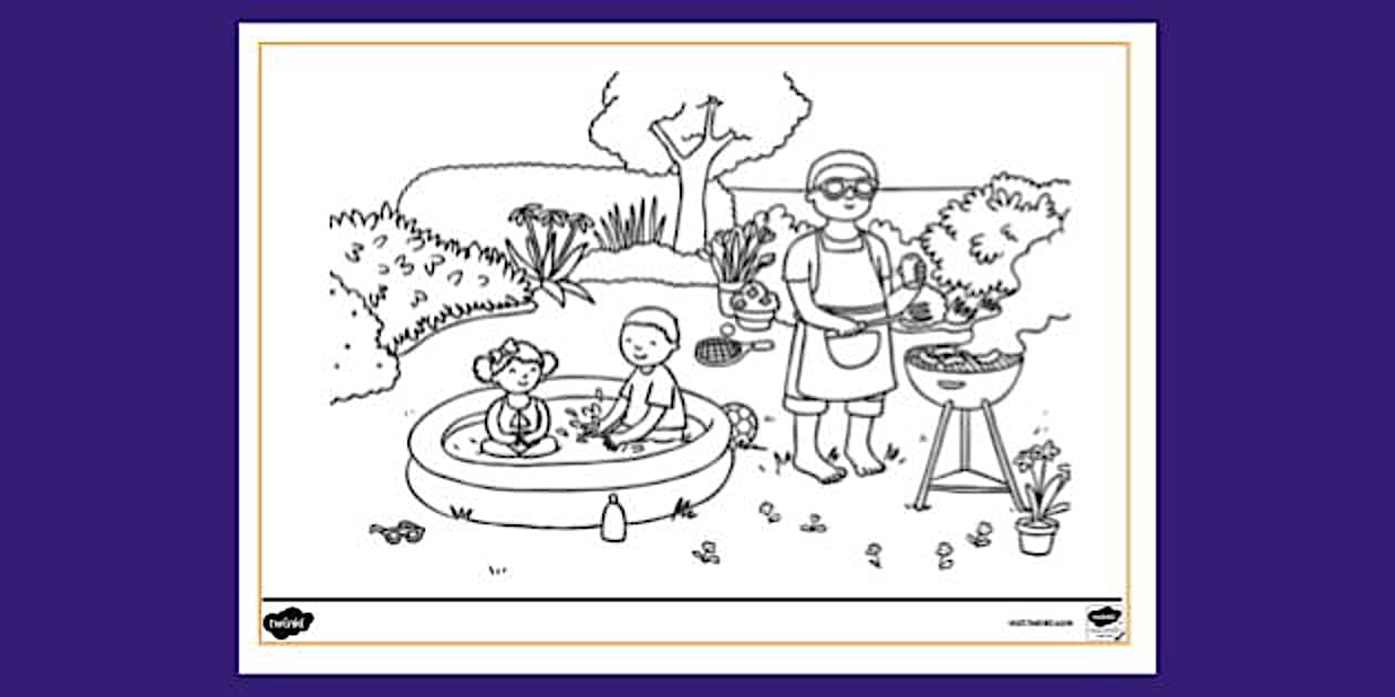 Summer Scene Colouring Sheet | Colouring Sheets - Twinkl