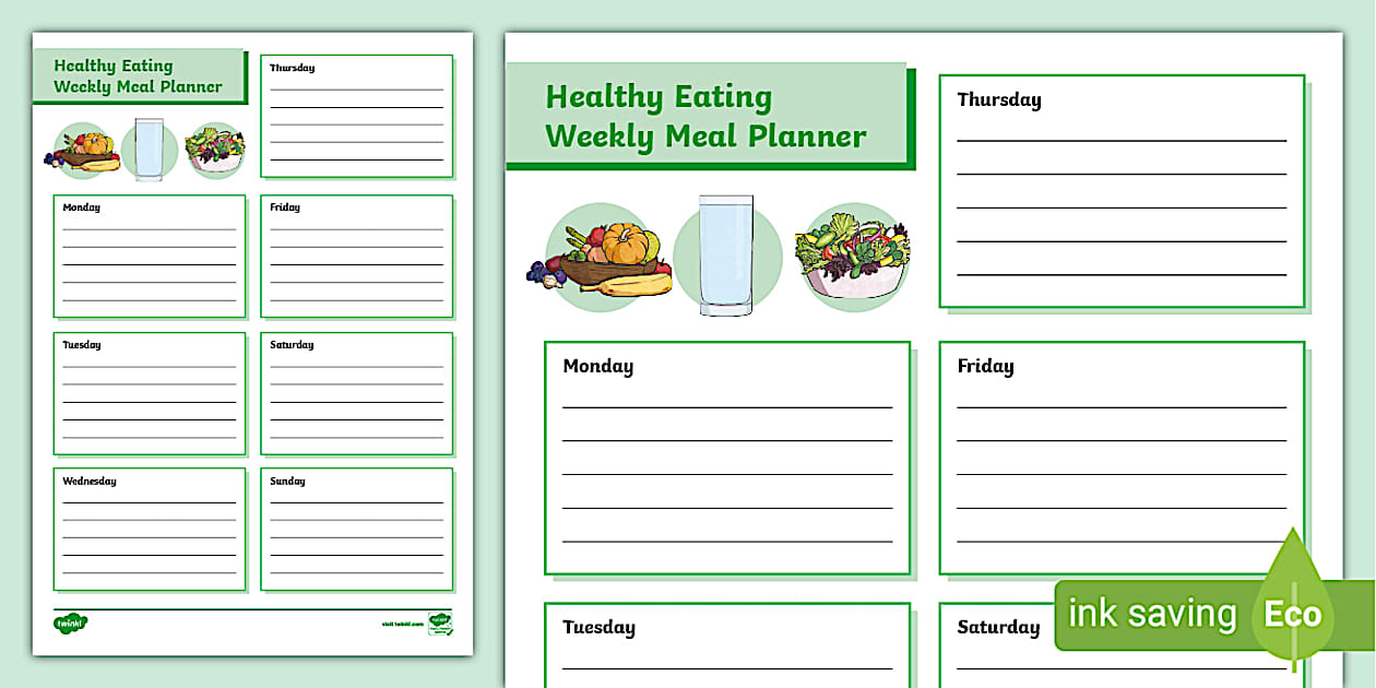 Healthy Eating Week Meal Planner (teacher made) - Twinkl
