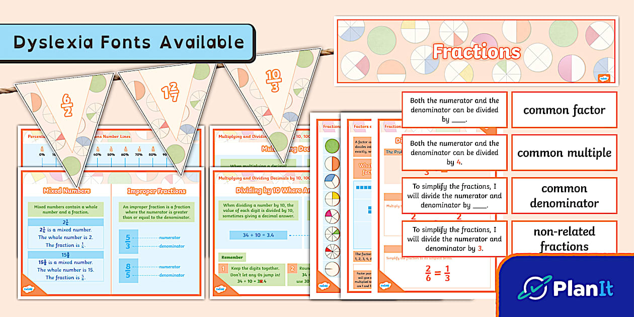 PlanIt Maths Year 6 Fractions Display Pack (teacher made)