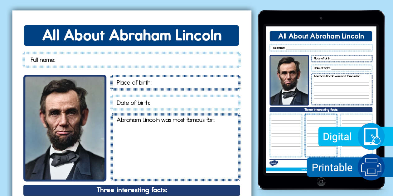 First Grade Abraham Lincoln Research Worksheet