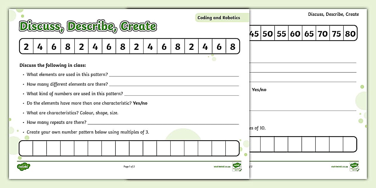Robotics and Coding: Patterns -Discuss, Describe, Create