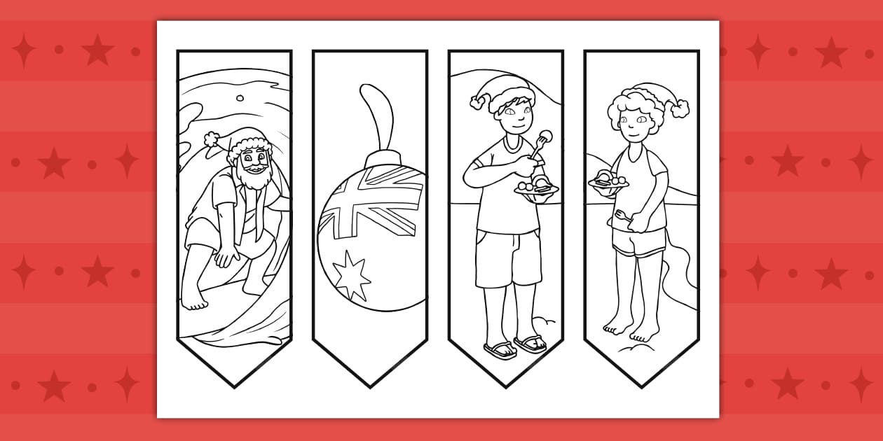 Australian Christmas Colouring Bookmarks - Twinkl