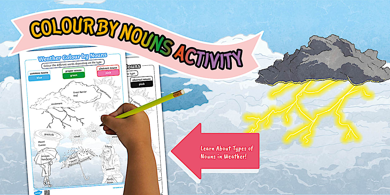 Weather Colour by Nouns Activity - Twinkl