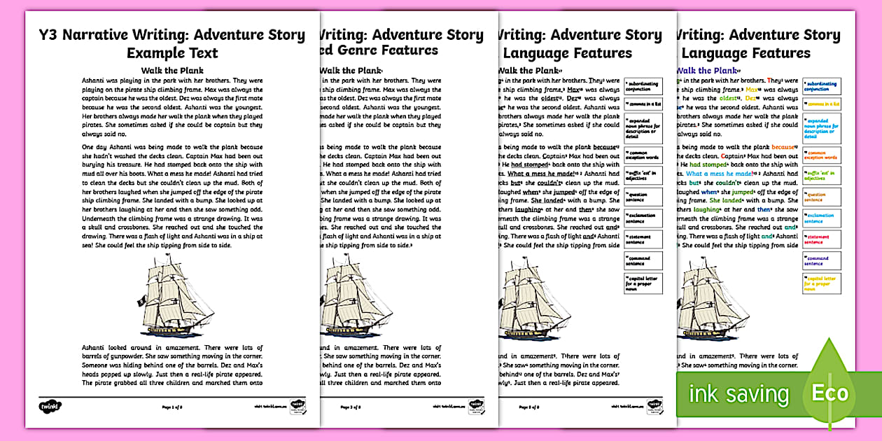 Editable Year 3 Narrative Writing Adventure Story - Primary Resource