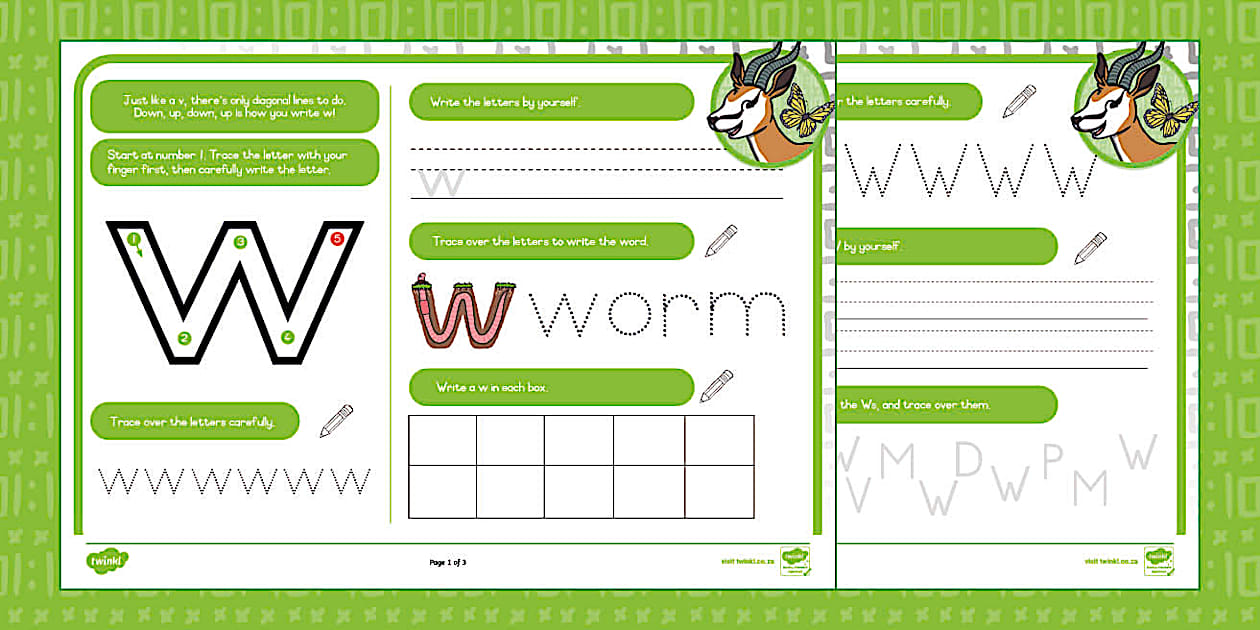 Grade 1 Letter Formation Mats - Ww (teacher made) - Twinkl