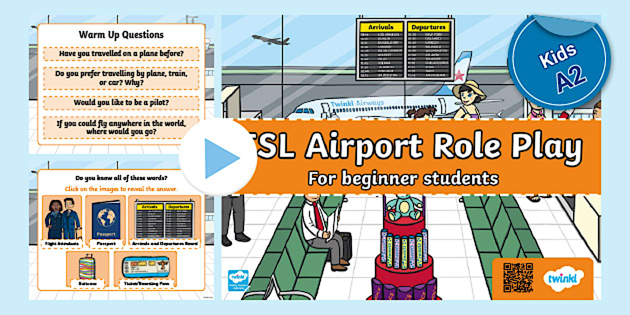 ESL Airport Role Play Lesson for Beginners [Kids, A2]