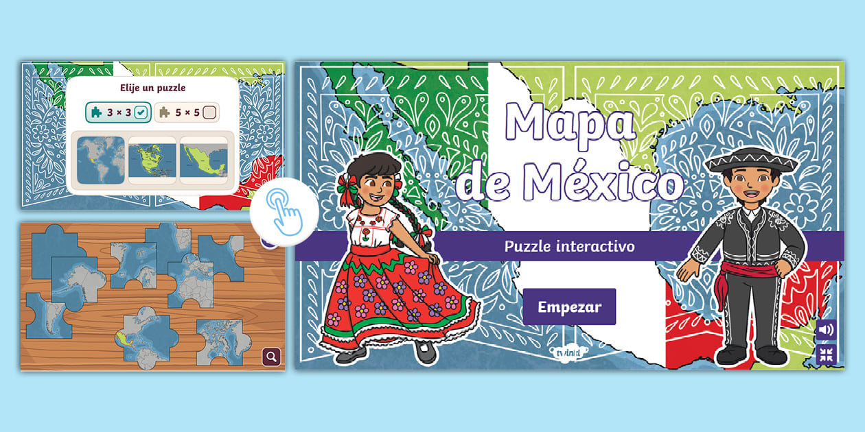 Puzzle interactivo: Mapa de México - Twinkl