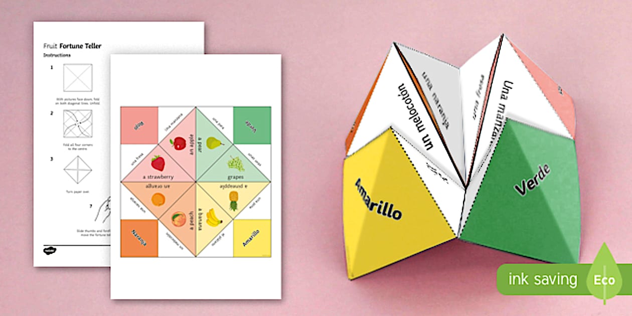 Editable Fruit Vocabulary Fortune Teller Spanish - Twinkl