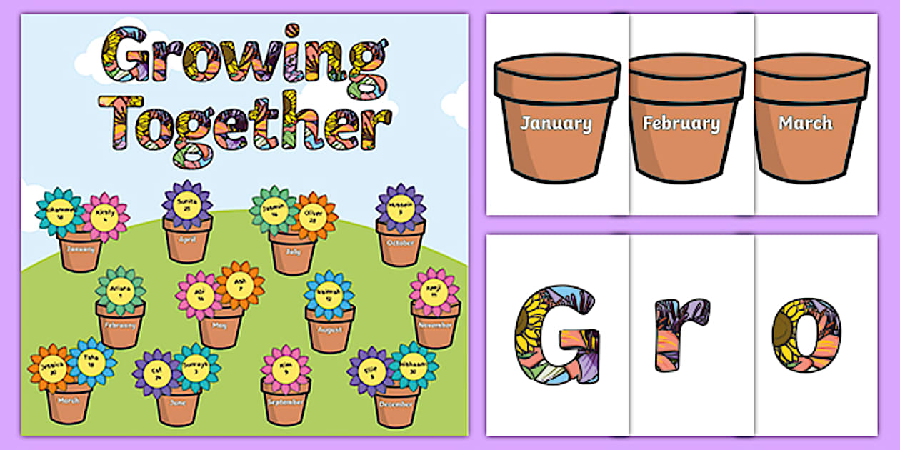 Growing Together Classroom Pots and Plants Birthday - Twinkl