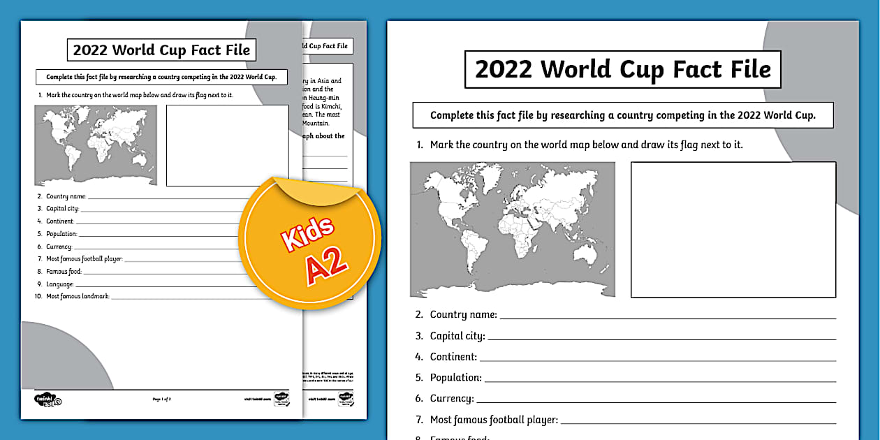 ESL 2022 World Cup Country Fact File [Kids, A2] - Twinkl