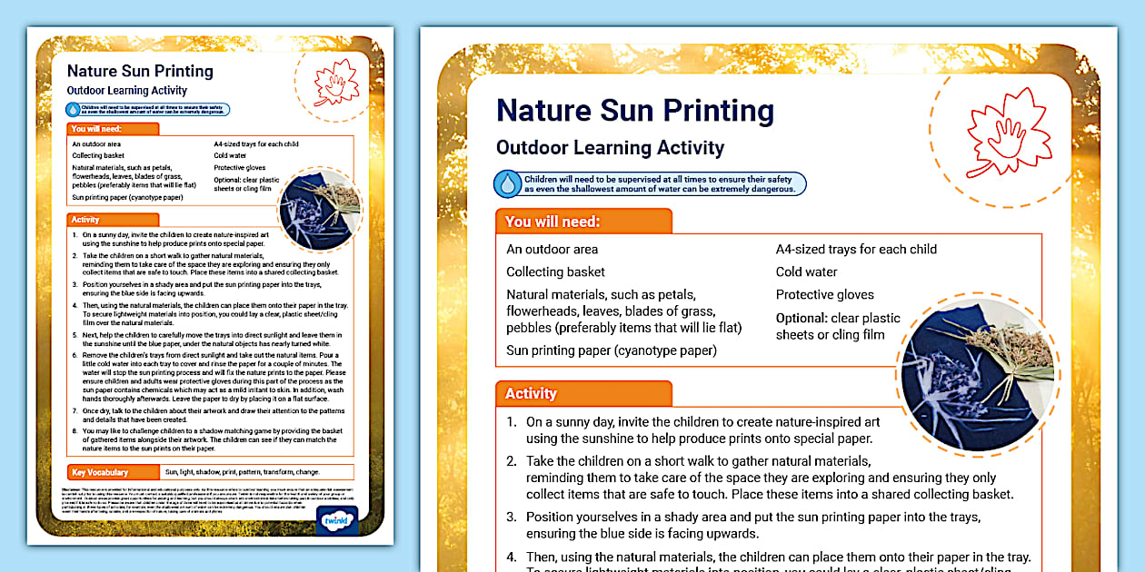 Nature Sun Printing Outdoor Learning Activity | Twinkl