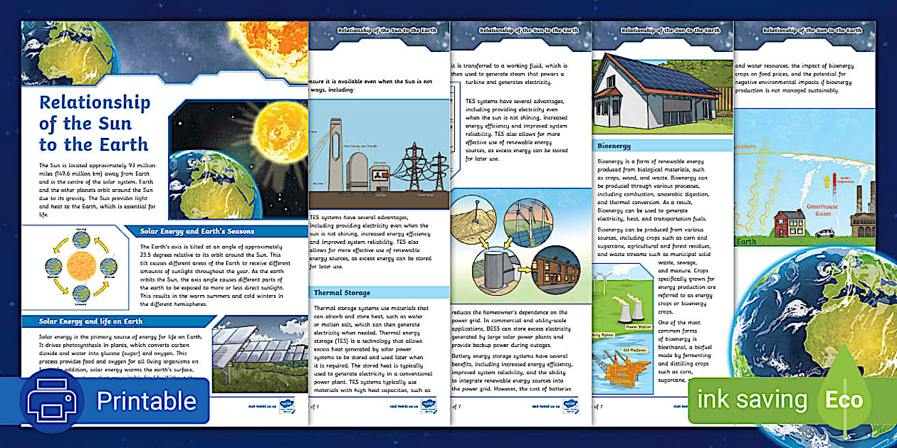 The Relationship Of The Sun To The Earth - Twinkl ZA