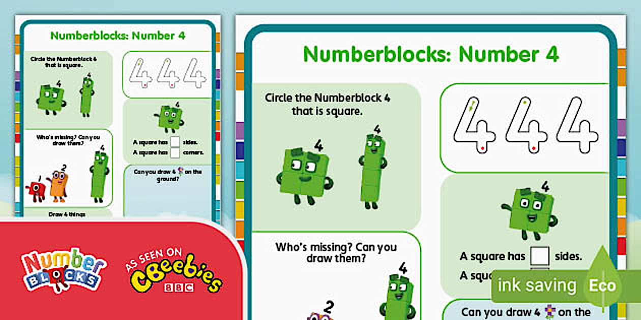 👉 Numberblocks: Number Four Square Like Me Activity