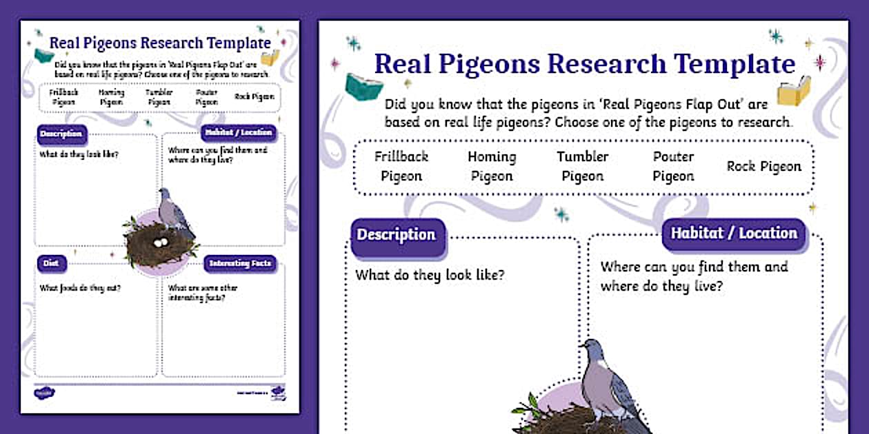 Research Template to Support the Teaching of 'Real Pigeons'