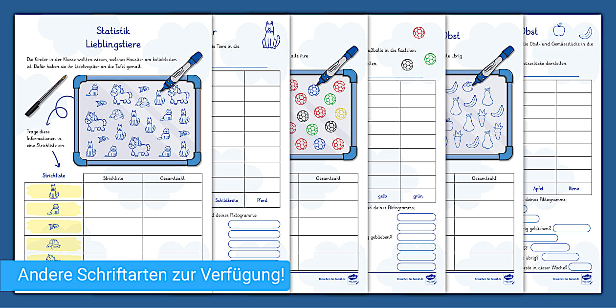 Statistik - verschiedene Arbeitsblätter (teacher made)