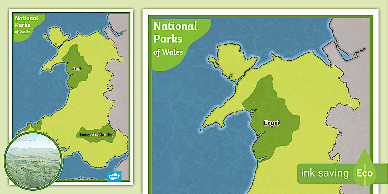 National Parks of Wales: Map (teacher made) - Twinkl