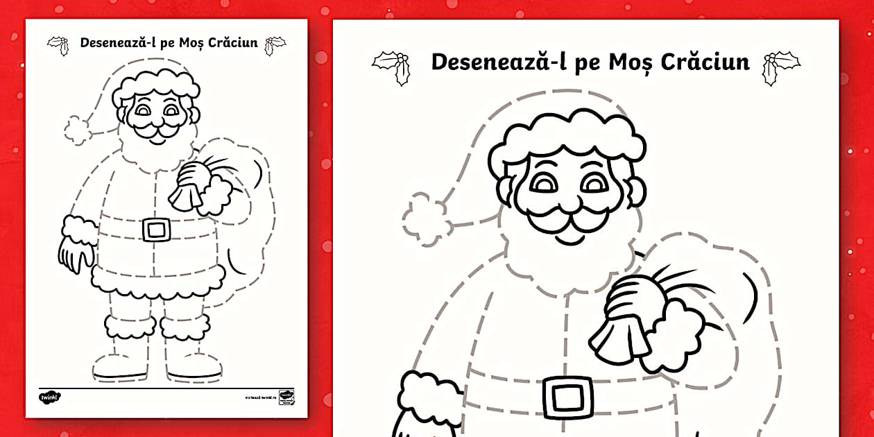 Desenează-l pe Moș Crăciun Activitate de trasare după model