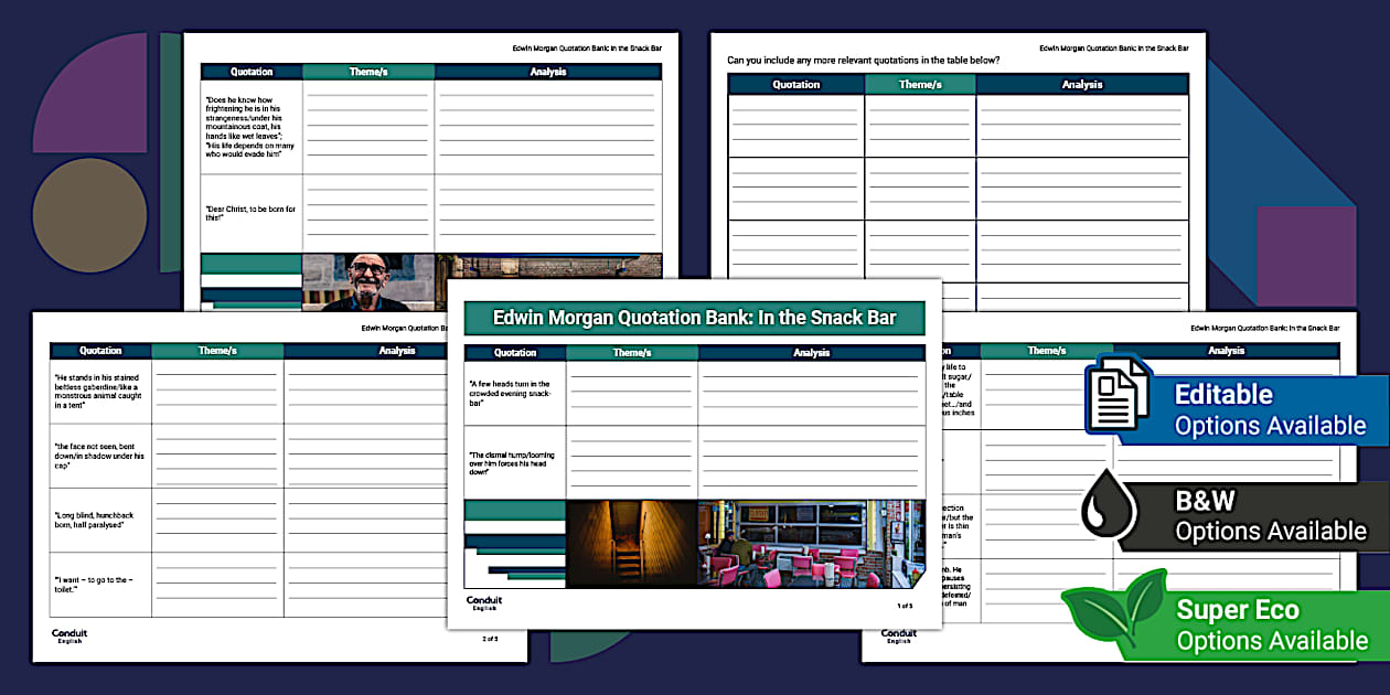 Edwin Morgan Quotation Bank: In the Snack Bar (teacher made)