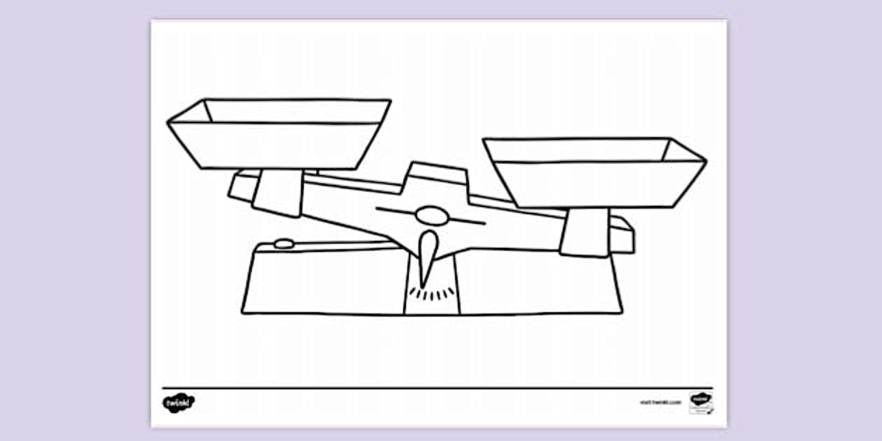 Weighing Scales Right Side Lower Colouring Sheet - Twinkl